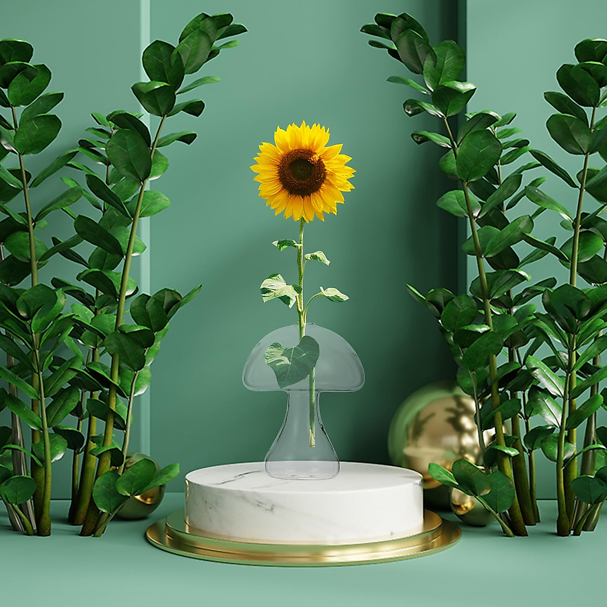 BESPORTBLE 1PC Mushroom Glass Vase Flower Planter Vase Transparent Terrarium Vase Container for Hydroponic Plants Home Dorm Garden Decor (Style2)