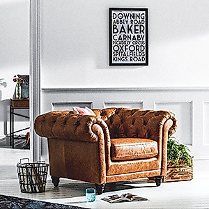 Amazon Brand – Stone & Beam Modern Black & White London Street London Street Names Print Wall Art, Black Frame, 18" x 26"