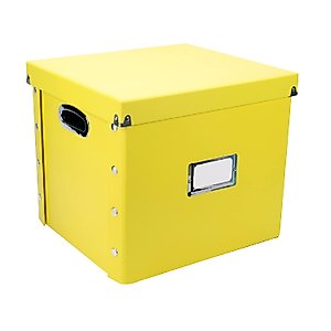 Snap-N-Store Vinyl Record Storage Box - 12" - 1 Pack- Crate Holds up to 75 Vinyl Albums - Yellow