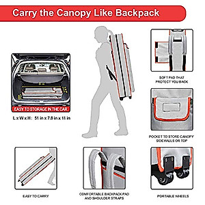 Eurmax USA Smart Durable Pop up Canopy Tent with 1 Sidewall 10'x10' Outdoor Craft Show Canopy Bouns 4X Stakes(White）