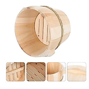 Rice Steamed Bucket with Lid Wooden Steamer Rice Bucket Handmade Rice Bucket Wood Cooking Steamer Steamed Rice Wooden Barrel for Home Kitchen Christmas Party Wood Color