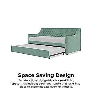 Little Seeds Ambrosia Diamond Tufted Upholstered Design Daybed and Trundle Set, Twin Size Frame, Teal