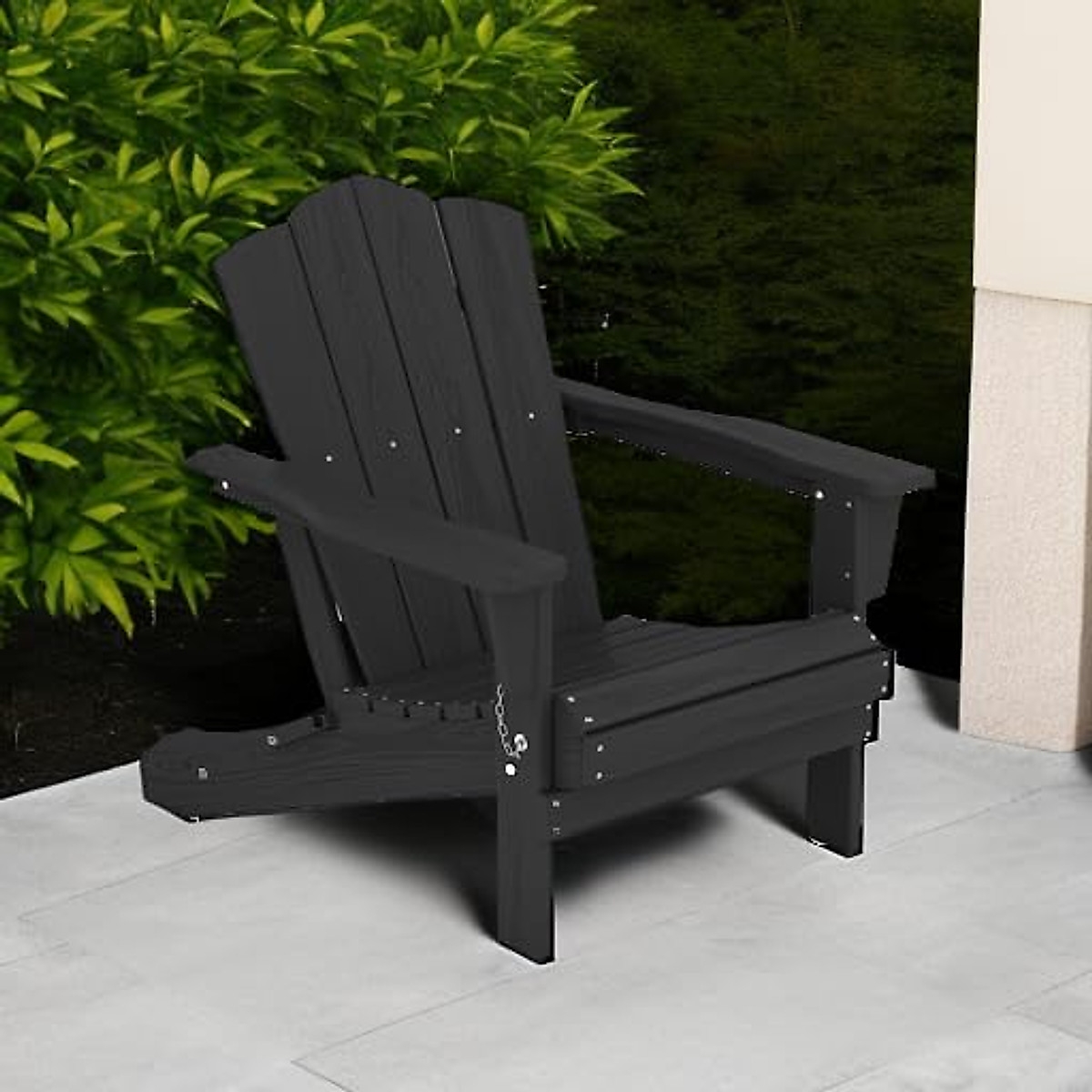 KINGYES Folding Adirondack Chair, HDPE All-Weather Folding Adirondack Chairs, Outdoor Patio Adirondack Chair for Deck Lawn fire Pit, Black
