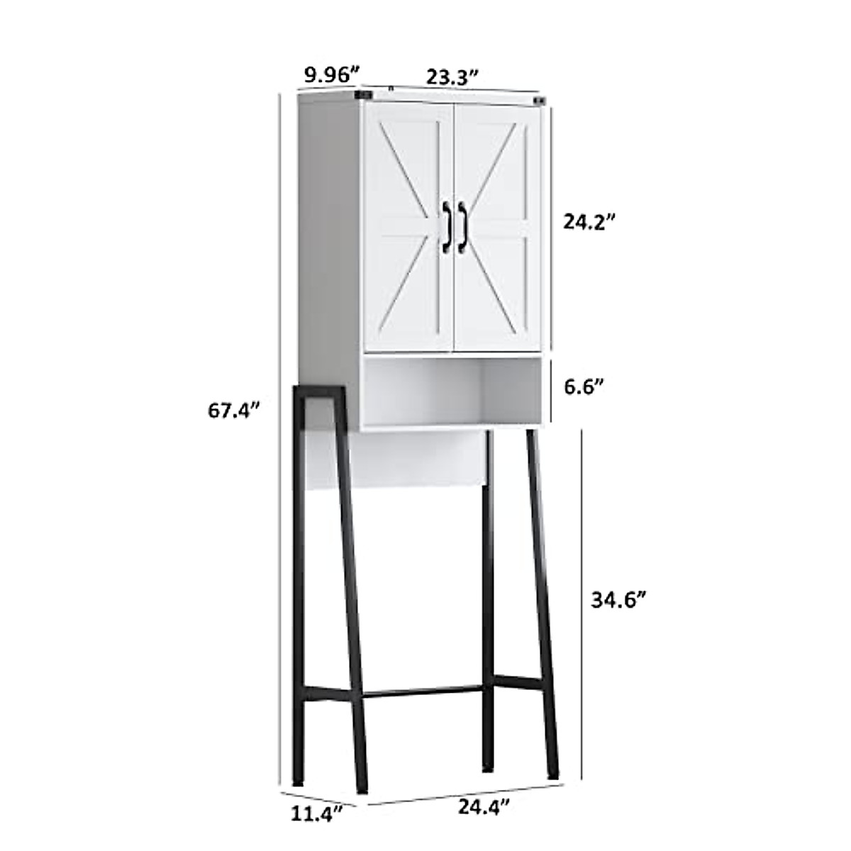 Saedew Over The Toilet Storage Cabinet, Over Toilet Bathroom Organizer with 2-Door Blinds Design, Freestanding Space Saver Toilet Stands,Bathroom Toilet Rack