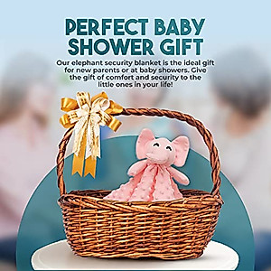 Pink Baby Elephant Security Blanket Baby Stuffed Elephant Toy Lovie Blanket for Infant Boys and Girls Baby Comforting Elephant Blanket for Newborns 16in