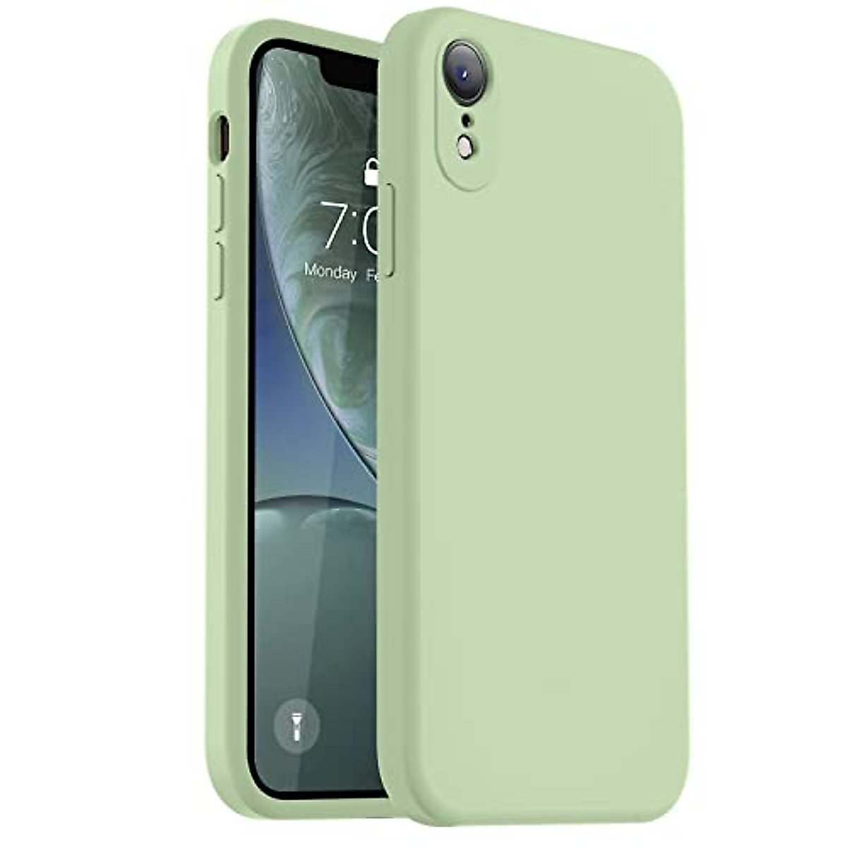 Vooii Compatible with iPhone XR Case, Upgraded Liquid Silicone with [Square Edges] [Camera Protection] [Soft Anti-Scratch Microfiber Lining] Phone Case for iPhone 10 XR 6.1 inch - Matcha