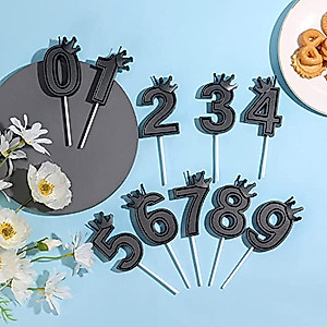 3inch Birthday Number Candle, 3D Candle Cake Topper with Crown Cake Numeral Candles Black Number Candles for Birthday Anniversary Parties (Number 1)