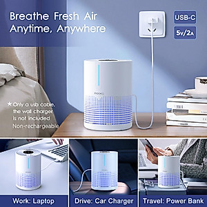 MOOKA Air Purifiers for Home Large Room up to 1076ft², H13 True HEPA Air Filter Cleaner, Odor Eliminator, Remove Smoke Dust Pollen Pet Dander, Night Light, 2 Packs