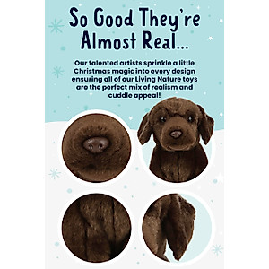 Living Nature Chocolate Labrador Stuffed Animal | Fluffy Dog Animal | Soft Toy Gift for Kids | 8 inches