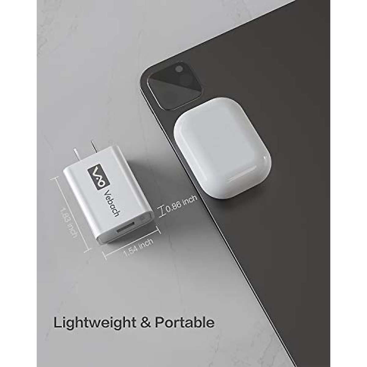 Vebach USB Wall Charger Single Port, UL Certified Quick Charge 3.0 18W AC Power Charging Adapter Plug Compatible with Galaxy S10/S9/S8/Note 8/7, LG G6/G4/V30, HTC 10, Nexus 9, iPhone, iPad and More