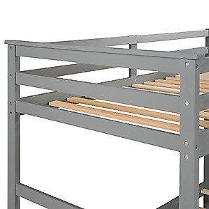 P PURLOVE Twin Over Twin Bunk Bed with Twin Size Trundle,Wood Bunk Bed Twin Size with Staircase,Kids Bunk Bed with Storage Drawers for Boys Girls Teens