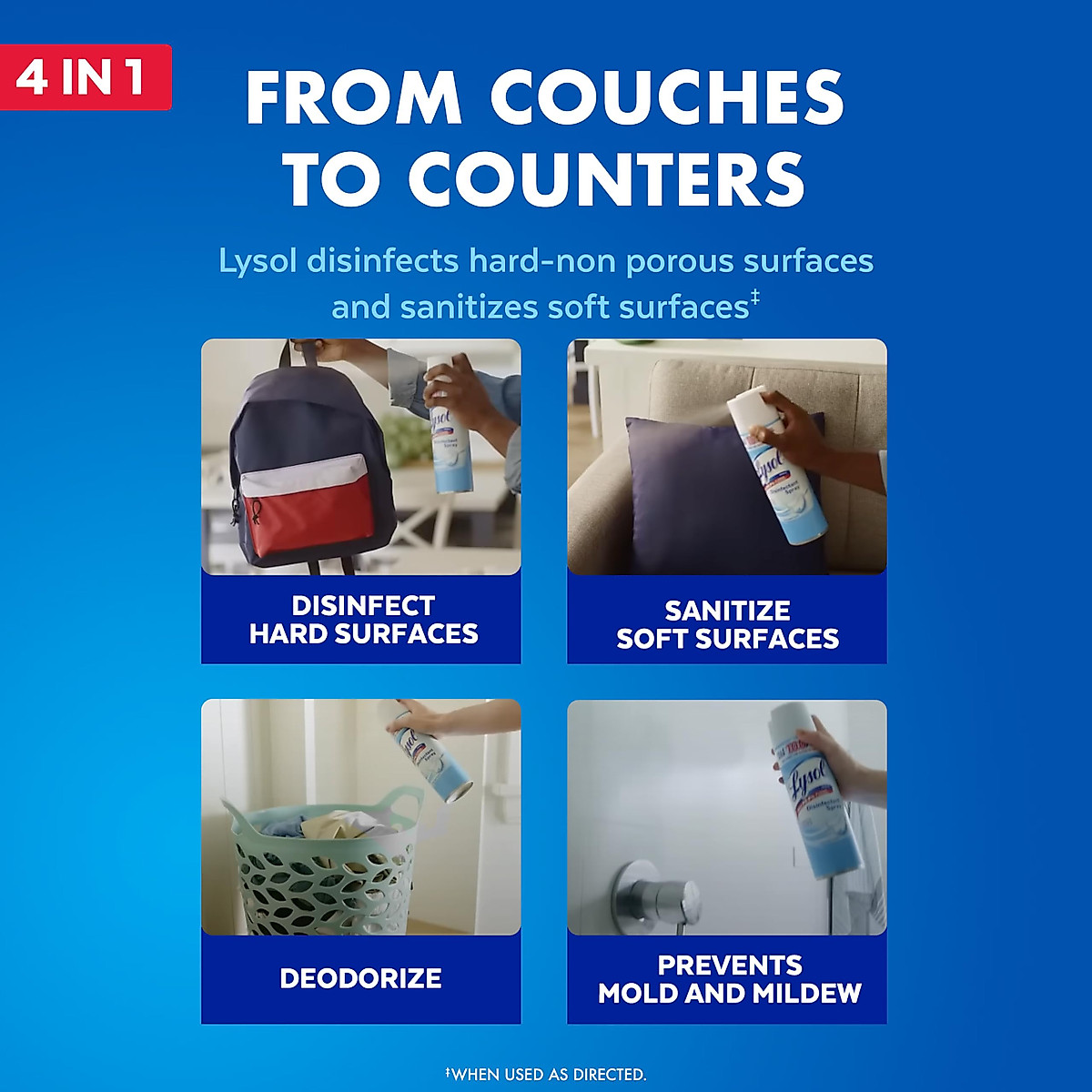 Lysol Disinfectant Spray, Sanitizing and Antibacterial Spray, For Disinfecting and Deodorizing, Crisp Linen, 19 Fl. Oz (Pack of 2)