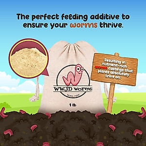 WWJD Worms Food for Worms - Mineral-Rich Worm Food, Boosts Composting Efficiency, Promotes Healthy Worms - Nutrient Blend Earthworm Chow for Nightcrawlers & Red Wigglers, 3 Pound