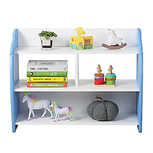 AFBKSS&BB Kids Book Shelf, Children Storage Shelf, Kids Storage Wood Shelf, Children Storage Desk,Toy Storage Cabinet,-Shark Blue