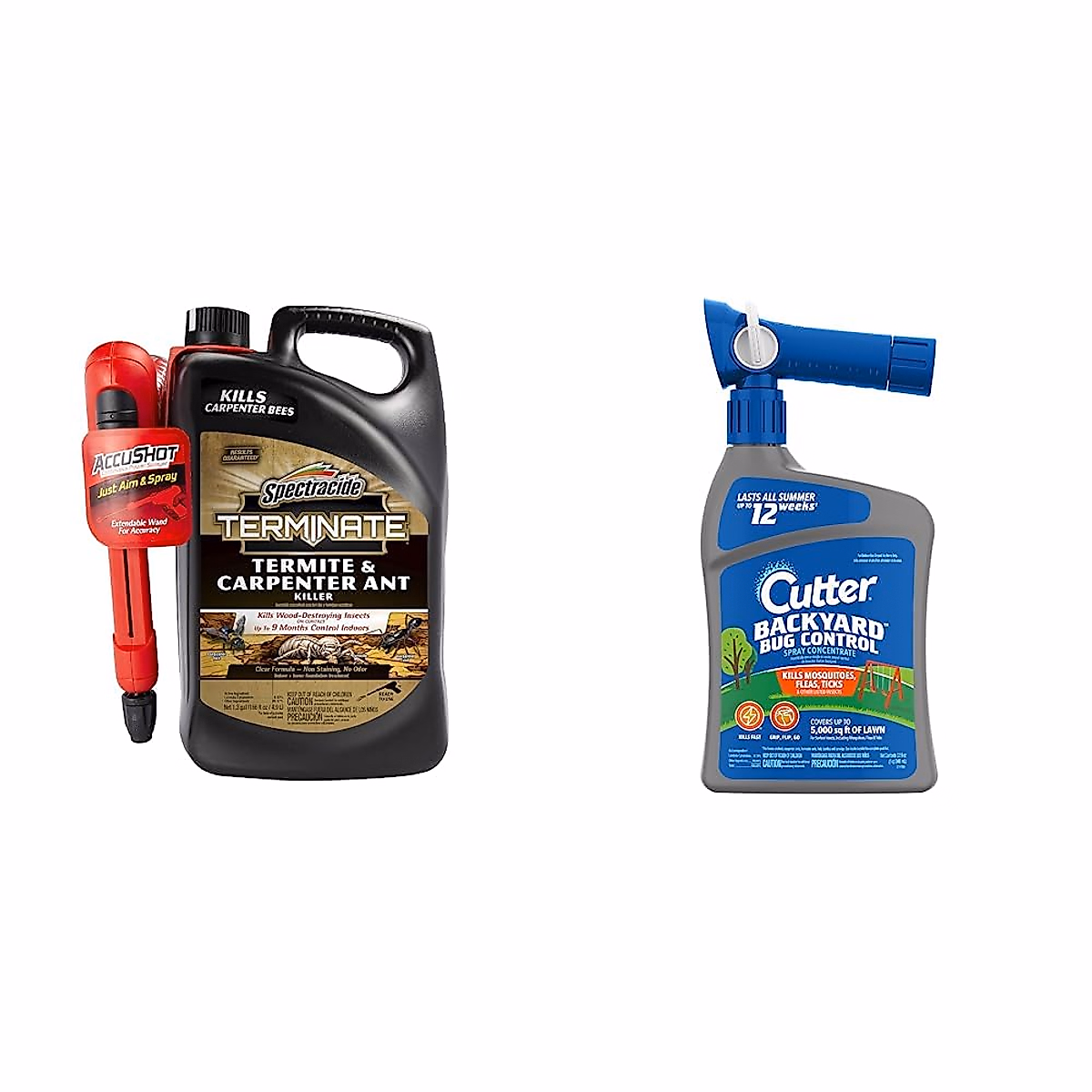 Spectracide Terminate Termite & Carpenter Ant Killer, 1.33 Gallon (RTU Spray) & Cutter Backyard Bug Control Spray Concentrate, Mosquito Repellent, Kills Mosquitoes, Fleas & Listed Ants, 32 fl Ounce