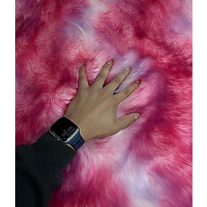 Faux Fur Fabric Shaggy 1.5inch Long Soft Plush (Rainbow Pink Wave) 58" Wide Sold by The Continuous Yard - DIY Projects, Craft Supply, Costume, Decoration, Upholstery, Fur Suits, Furry Paws and Tails