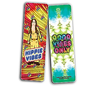 Creanoso Hippie Retro 60's Bookmarks (2-Sets X 6 Cards) – Daily Inspirational Card Set – Interesting Book Page Clippers – Great Gifts for Kids and Teens