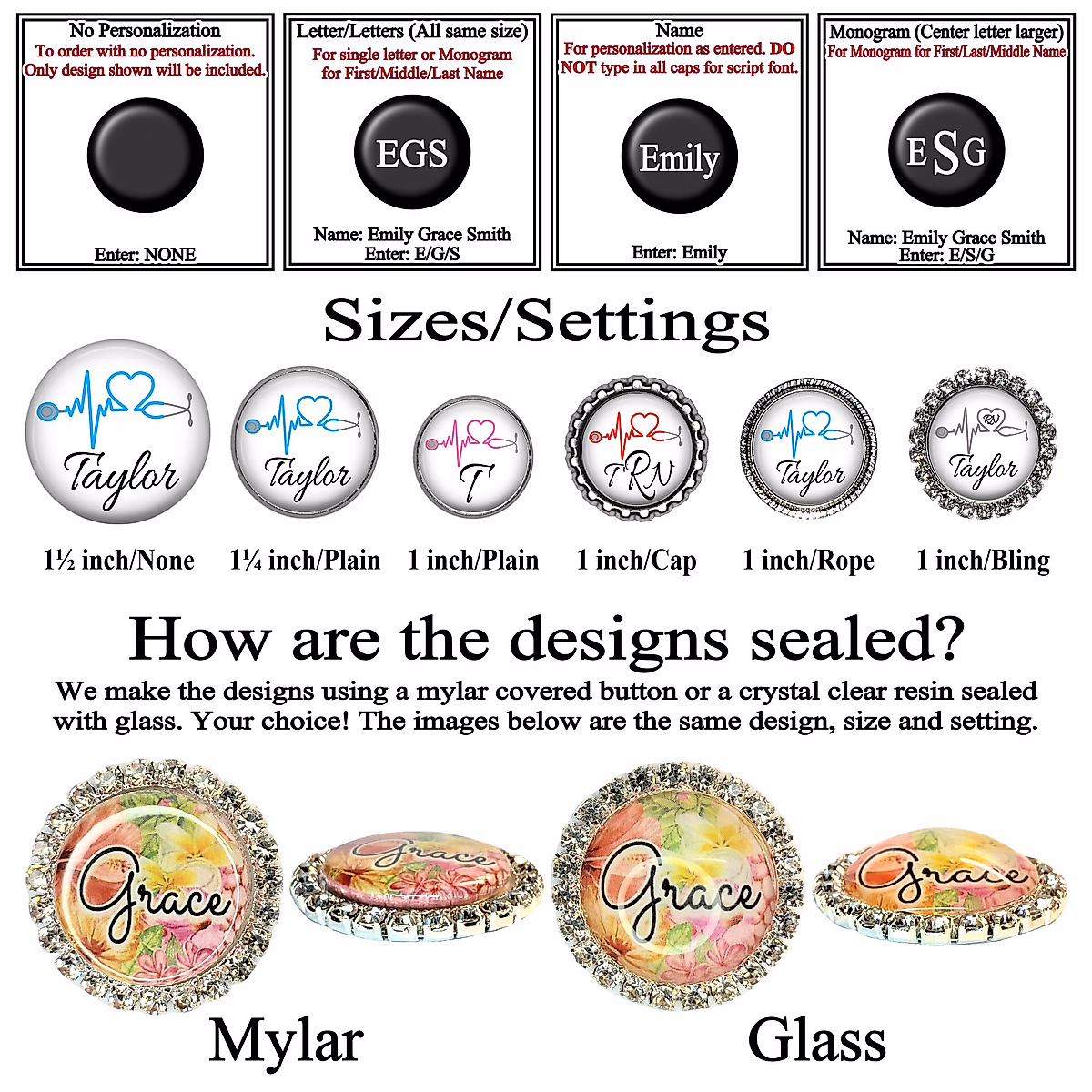 EKG Heart Stethoscope Tag (8 Color Choices) - Adjustable Yoke Steth Id Personalized with Name Monogram Occupation Title - Hospital Nurse Gift