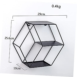 Cabilock Wall Hanging Shelf Hanging Shelves for Wall Hexagonal Bookcase Shelves Wall Mounted Succulent Bonsai Rack Storage Mounted Shelves Wall Mounted Shelving Black