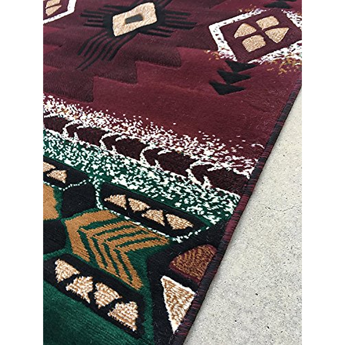 Southwest Native American Area Rug Carpet Burgundy Red Green (24 Inch X 40 Inch Mat)