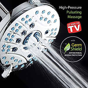 AquaCare As-Seen-On-TV High Pressure 6-setting 6 inch Rainfall Shower Head with Special Hygienic Anti-clog Nozzles for Cleaner, More Powerful Shower! Top American Brand/All Chrome Finish