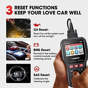 Launch CR629 OBD2 Scanner ABS SRS Scan Tool with Active Test, 3 Service Oil/SAS/BMS Reset Tool, Full OBD2 Functions Car Code Scanner, Lifetime Free Update (More Powerful Than Launch CR529, CRP123X)