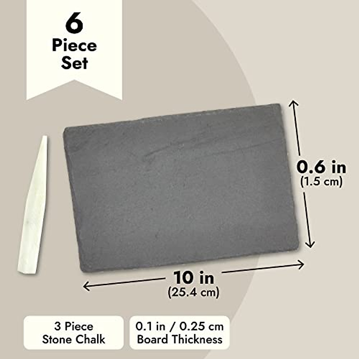 Juvale Juvale 6-Piece Mini Charcuterie Boards with Chalk, Individual Stone Plates for Cheese, Meat, Appetizers, Sushi Plate for Brunch, Dinner, and Reception Meals (6 x 9 Inches)