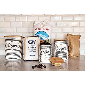 10 Strawberry Street Coffee, Sugar, Flour Kitchen Canister Set, 3 Piece, Everyday Black/White