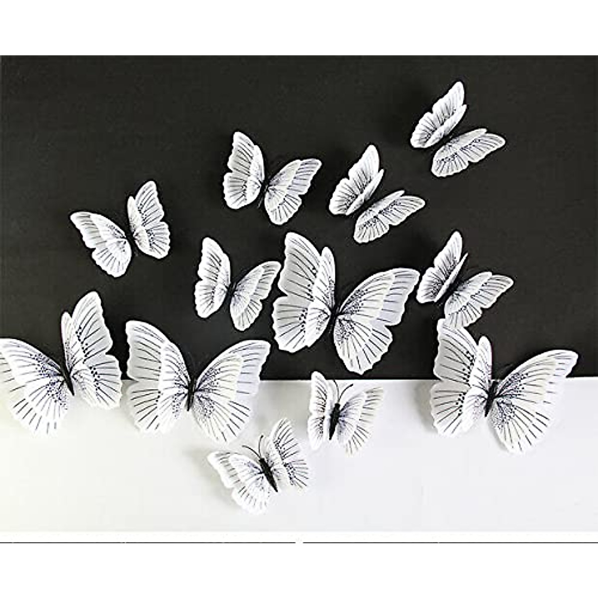 3D Stereo Simulation Flash Butterfly Wall Decoration Living Room Bedroom self-Adhesion Wall Paste Waterproof Creative Refrigerator Sticker (Black)
