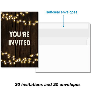 Rustic Surprise Birthday Party Invitations with Envelopes Set of 20 Chalkboard Wood It's a Surprise Birthday Party Invites for Men