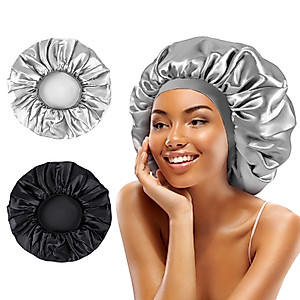 Facynos Large Women Silk Satin-Bonnet - Extra Soft Elastic Band Sleeping Caps for Curly Dreadlock Braid Hair