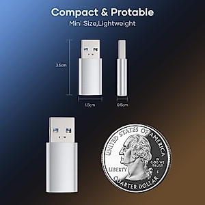 Zestiq USB C to USB Adapter (4 Pack), USB C Female to USB Male 3.0, USB Type C Adapter Compatible with iPhone 15/14/13/12, iPad Pro/Mini/air, Samsung Galaxy S21 S22 Plus/Ultra, MacBook/Laptop/Desktop