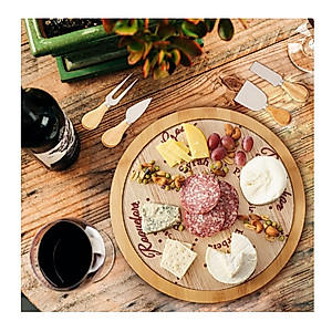 Lazy Susan Cheese Board with Cutlery Premium Bamboo Turntable Charcuterie Board - Unique Rotating Cheese Wine Pairing Platter Gift Set