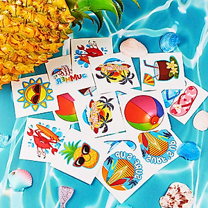 Patelai 144 Pieces Kids Summer Party Tattoos Beach Hawaiian Luau Themed Waterproof Temporary Tattoos, 9 Styles
