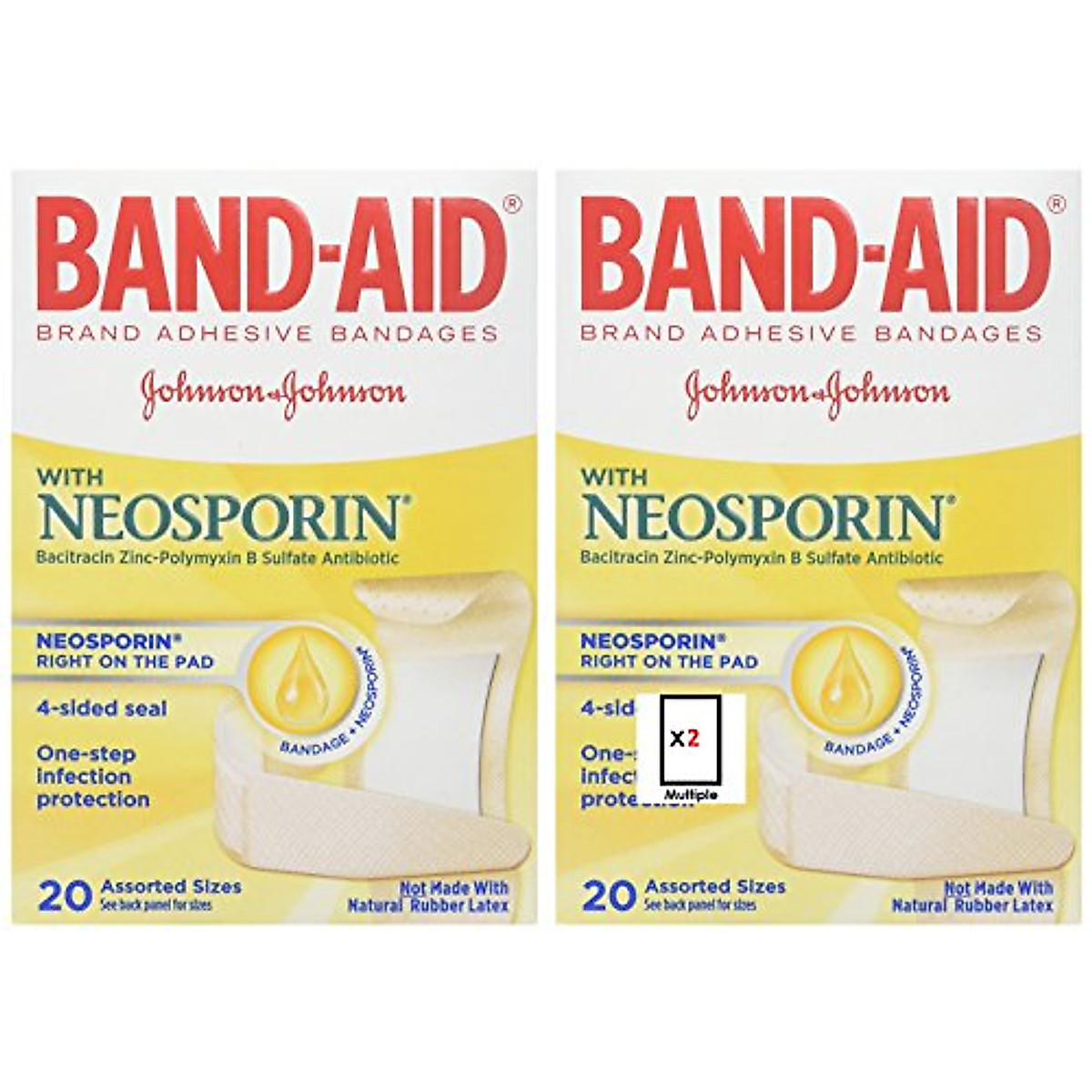 BAND-AID with Neosporin Bandages Assorted Sizes 20 Each (Pack of 2)