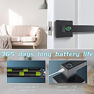 IRONZON Fingerprint Door Lock Biometric Door Lock Smart Door Knob Gate Locks Left-Right Adjustable Handle Keyless Entry Door Lock for Bedroom Hotel Warehouse Office F180B