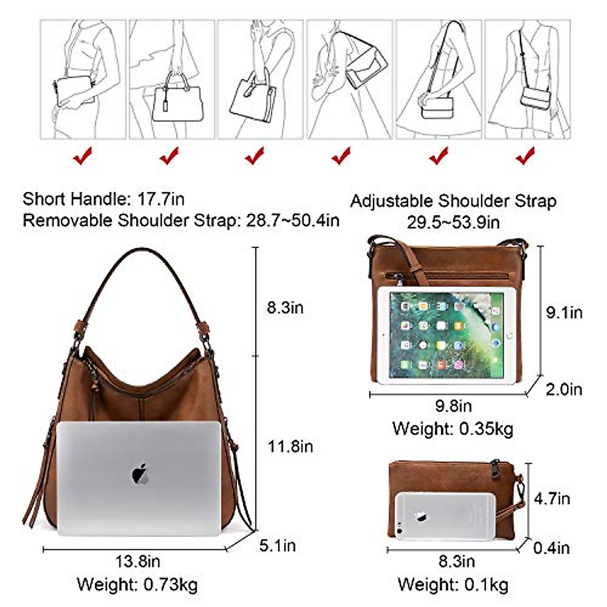 Realer Hobo Handbags Bags Purses for Women Leather Purses and Handbags Pocketbooks Large Crossbody Shoulder Tote Bags