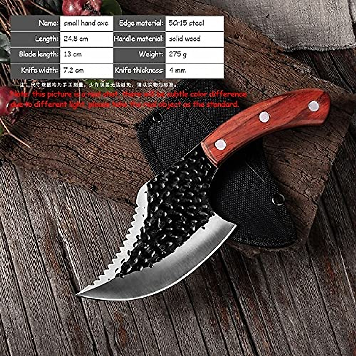 Boning Knife, 5" Inch Boning Knife Multi-purpose Double-edged Fishing Fillet Knife Camping Jungle Axe Butcher Knife and Nylon Protective Cover BY ZZYY