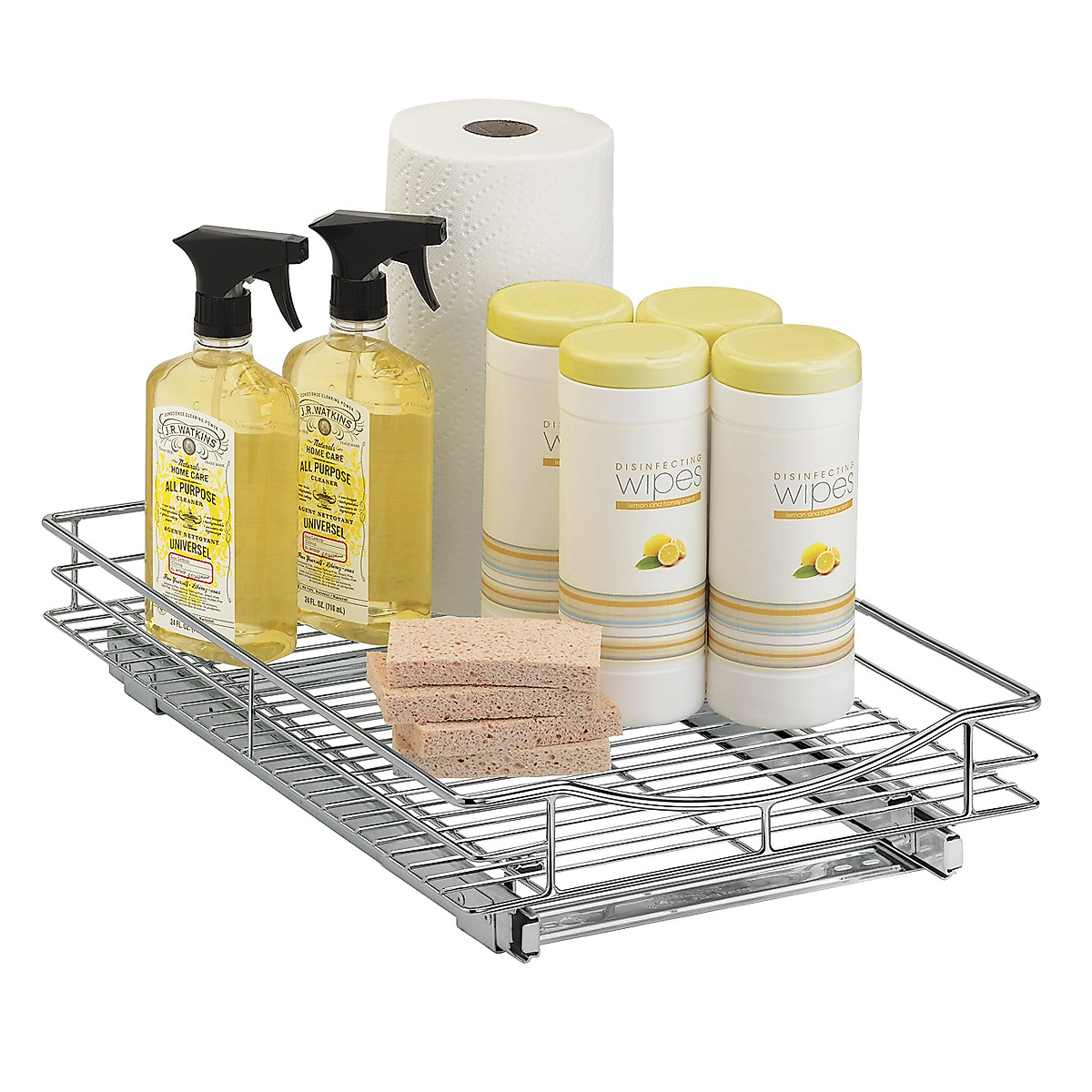 LYNK PROFESSIONAL® Pull Out Cabinet Organizer, 11" x 18" Slide Out Drawers for Kitchen Cabinets - Sliding Pull-Out Pantry Shelves – Home Shelf Organizers - Lifetime Ltd. Warranty, Chrome