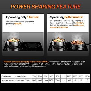 Empava Double/Dual Induction Cooktop 2 Burner, Shatter-proof Flat Glass Top, 18 Levels from 120°F to 460°F, 3 Preset Mode, Bulit-in/Countertop, 110~120 Volt Plug in Electric Stove for Kitchen, RV