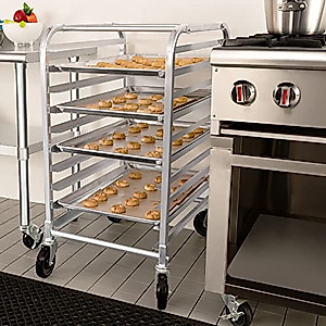 HARDURA Sheet Pan Rack,10 Tier Bun Pan Rack Commercial Bakery Rack with Wheels, Aluminum Racking NSF Listed Cooling Trolley for Kitchen, 20"x26"x38"H