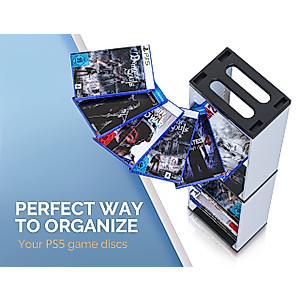 Skywin PS5 Game Holder and Video Game Storage Organizer (White) - 36 CD Storage Disk Tower for PS5 DVD Storage