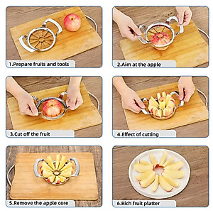 AUBENR 4.3 Inch Extra Large Apple Slicer with 12 Blades - Professional Heavy Duty Apple Cutter - Stainless Steel Apple Corer Tool - Sharp Apple Slicer and Corer - Easy to Use - Dishwasher Safe