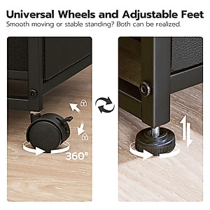 HOOBRO 4-Drawer Mobile File Cabinet, Rolling Printer Stand with drawers, Under Desk Rolling File Cabinets for Home Office, A4/Letter Size, Nonwovens Drawer, Easy Assembly, Black BFK40WJ01