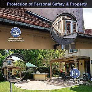 moveland 16 Inch Convex Security Mirror - Adjustable Acrylic Safety Mirror - Wide View Garage Mirror for Parking Assist Business, Traffic, Warehouse, Blind Spot, Office(Support Indoor and Outdoor)