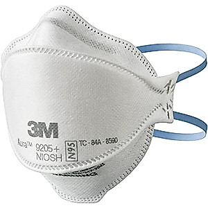 3M Aura Particulate Respirator 9205+ N95, Lightweight, 3 Panel Designed Helps Provide Comfortable and Convenient Respiratory Protection, 3-Pack