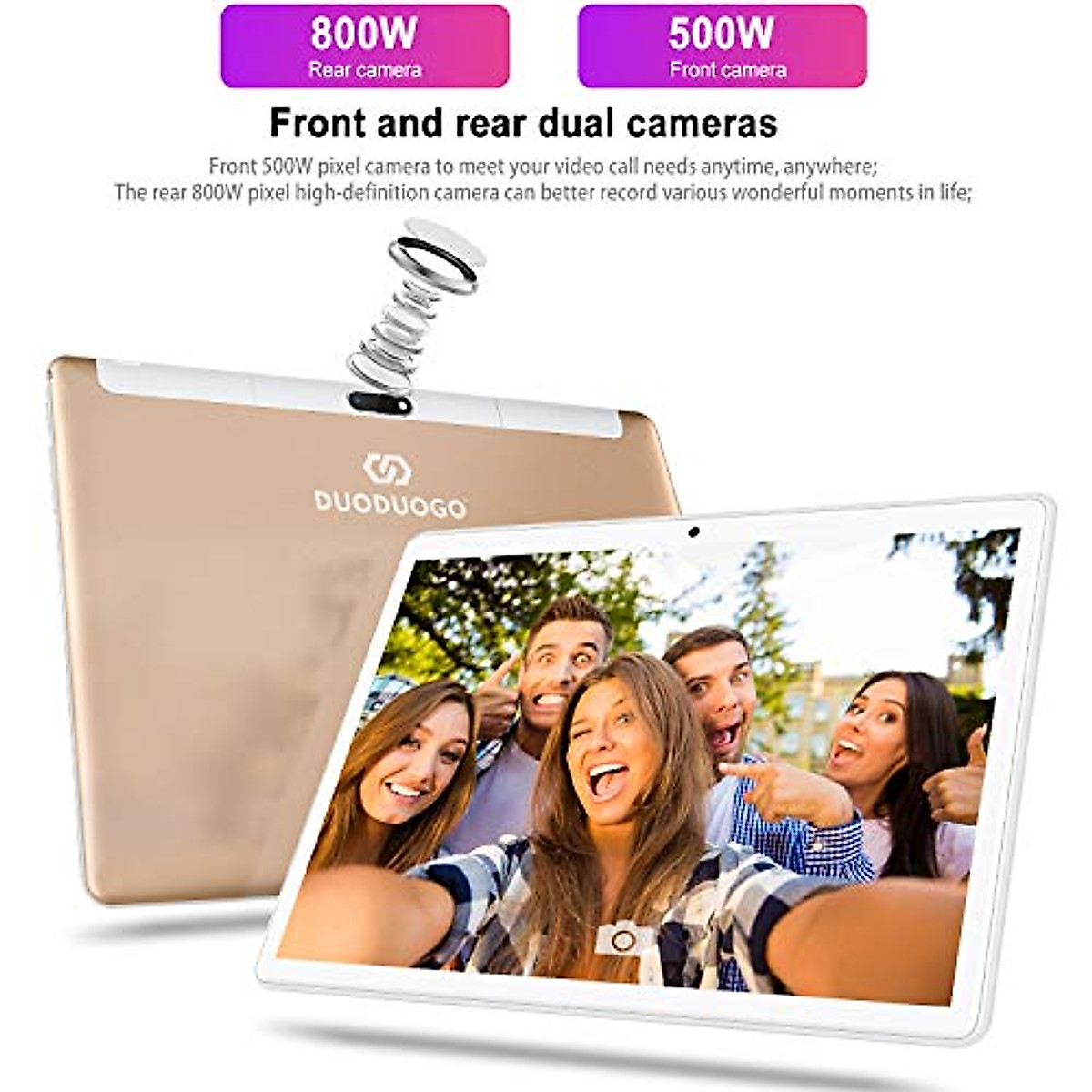DUODUOGO Android 10 Tablet SIM 4G LTE Dual SIM+ 5G WiFi Cellular GMS Tablets, Quad-Core 4GB RAM 64GB ROM, SD-128GB,Storage Quad-Core Processor,13MP Camera,Bluetooth, 4G Wi-Fi, GPS,HD 10.1 Inch Tablet