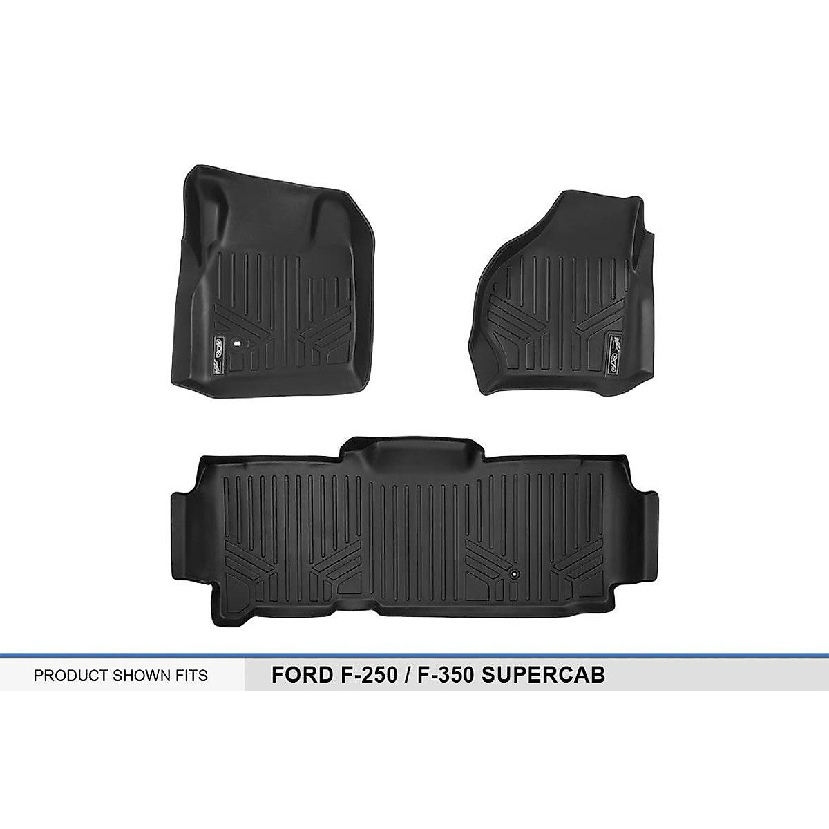 MAXLINER Custom Fit Floor Mats 2 Row Liner Set Black Compatible with 1999-2007 Ford F-250 / F-350 Super Duty SuperCab