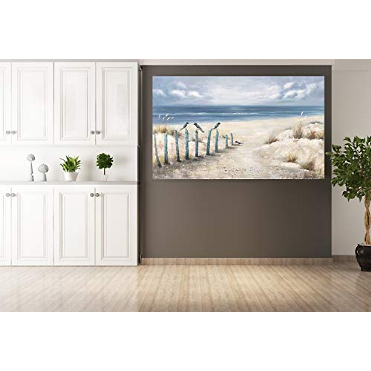 Yihui Arts Beach Canvas Wall Arts with Textured 3D Seascape Blue Oil Painting Abstract Coastal Picture Modern Ocean Artwork for Living Room Bedroom Bathroom Decor