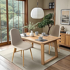 CangLong Dining Chairs Set of 2 with Upholstered Cushion Seat Back & Metal Legs, Morden Armless Accent Chairs for Kitchen, Living Room, Light Grey